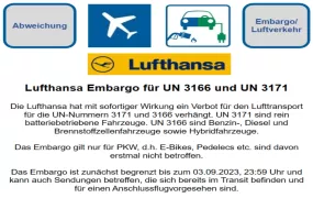 Die Lufthansa hat mit sofortiger Wirkung ein Verbot für den ...