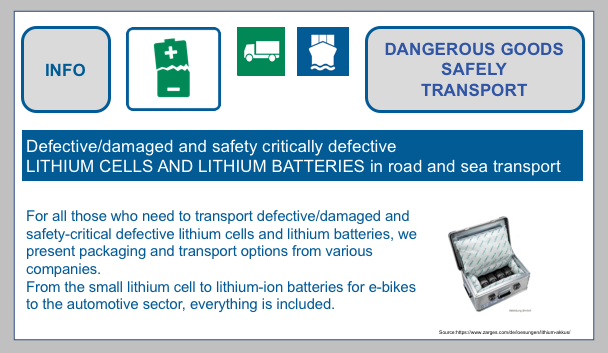 Dangerous goods safely transport-Defective/damaged and safety-critical defective lithium cells ...