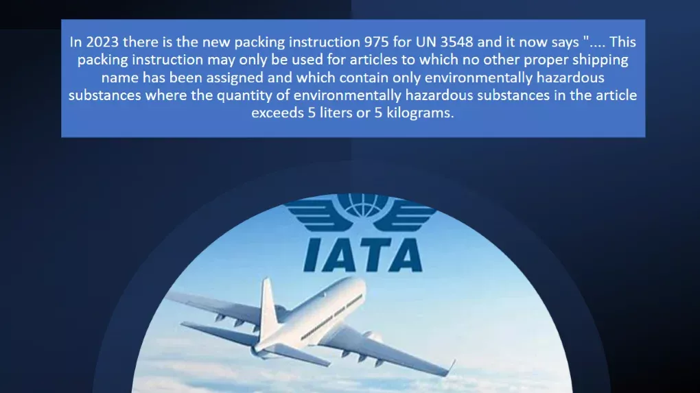 UN 3548 Air Transport: Exemption when containing max. 5 kg of UN 3077 ...