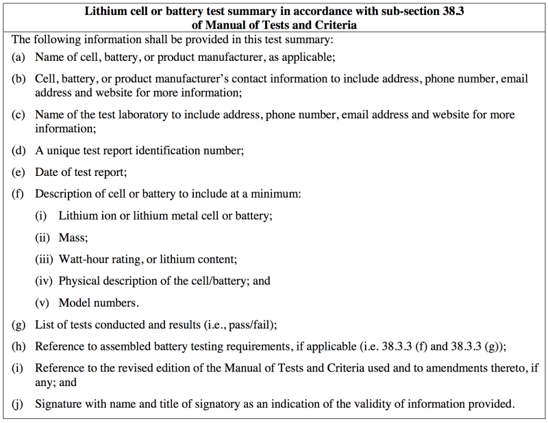 UN 38.3 test series | Lithium Battery Service