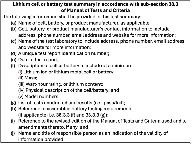 UN 38.3 test series | Lithium Battery Service